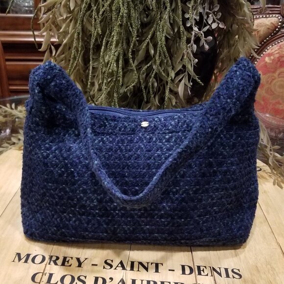 betmar | Bags | Vintage Betmar New York Blue Woven Tweed Shoulder Bag ...